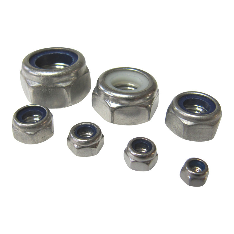 Nyloc Nuts - M3 M4 M5 M6 M8 M10 M12 - A4 Stainless Steel - Boat Fittings