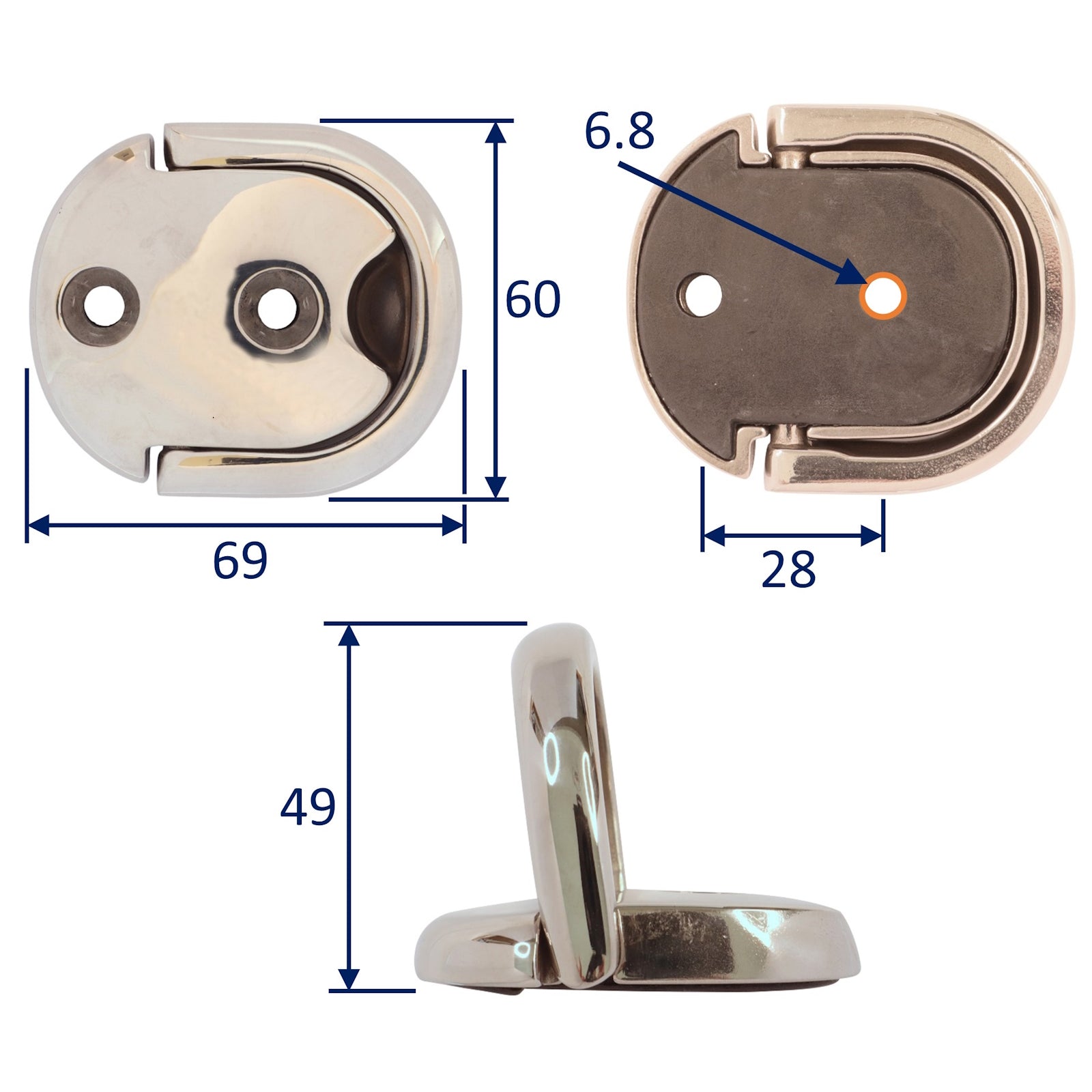 Polished Stainless Steel Foldable Pad Eyes, Available In Single Or Dou ...