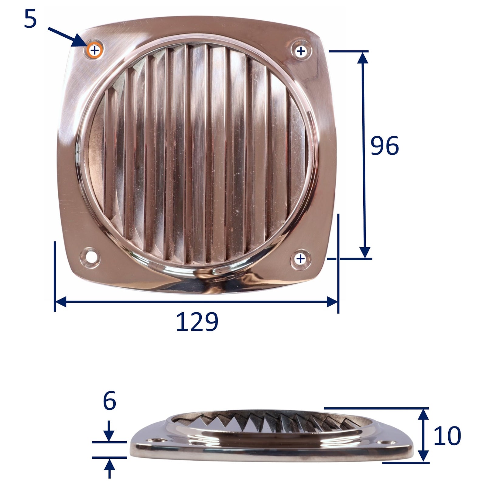 Slotted Square Ventilation Grill, 316-Stainless Steel 2 Sizes Availabl ...