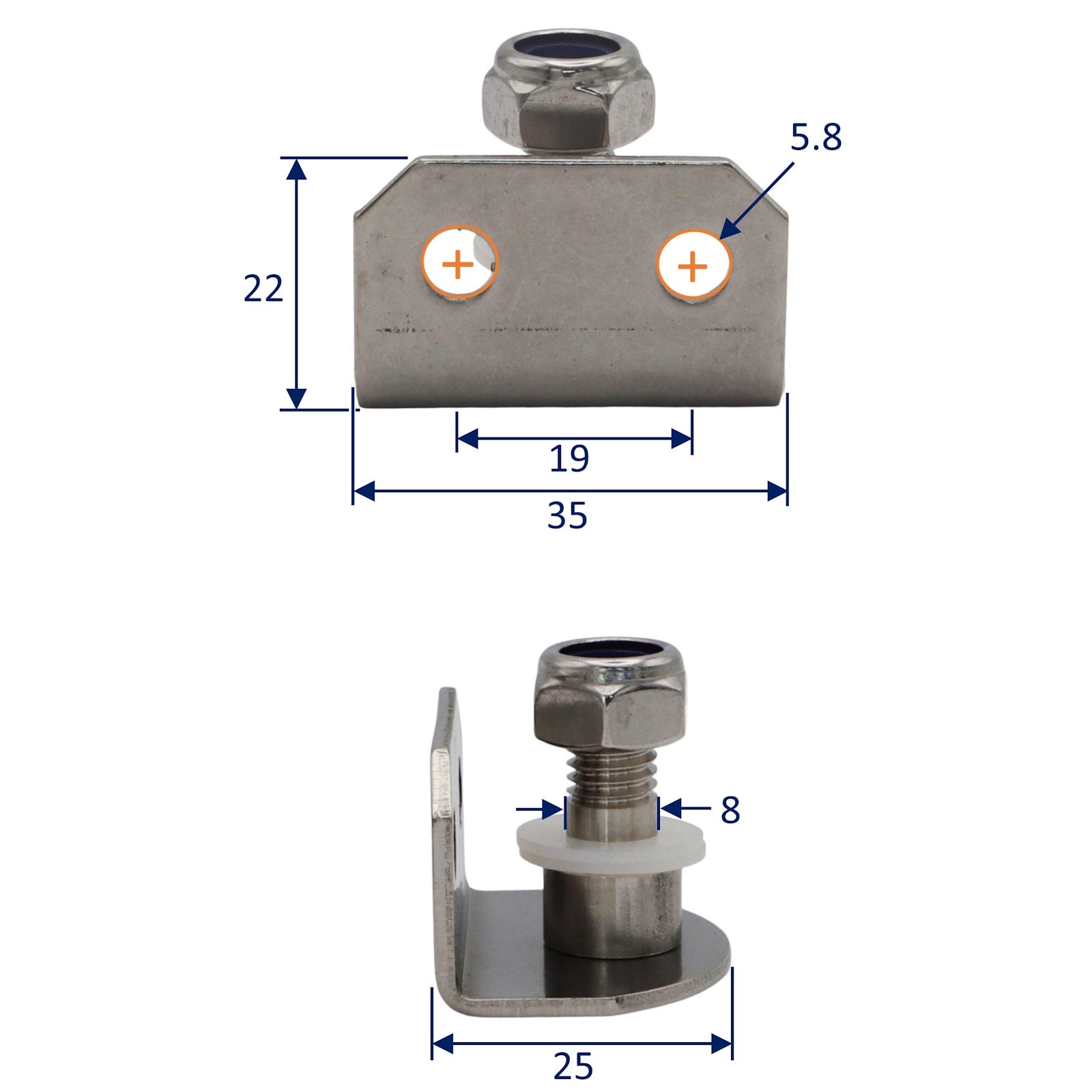 Gas Strut 90-Degree Mounting Plate – With 8mm Threaded Internal Pin ...