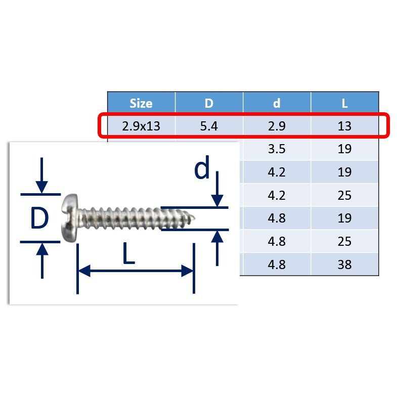 A4 Stainless Steel Self Tapping Screws - Slot-Pan - Boat Fittings