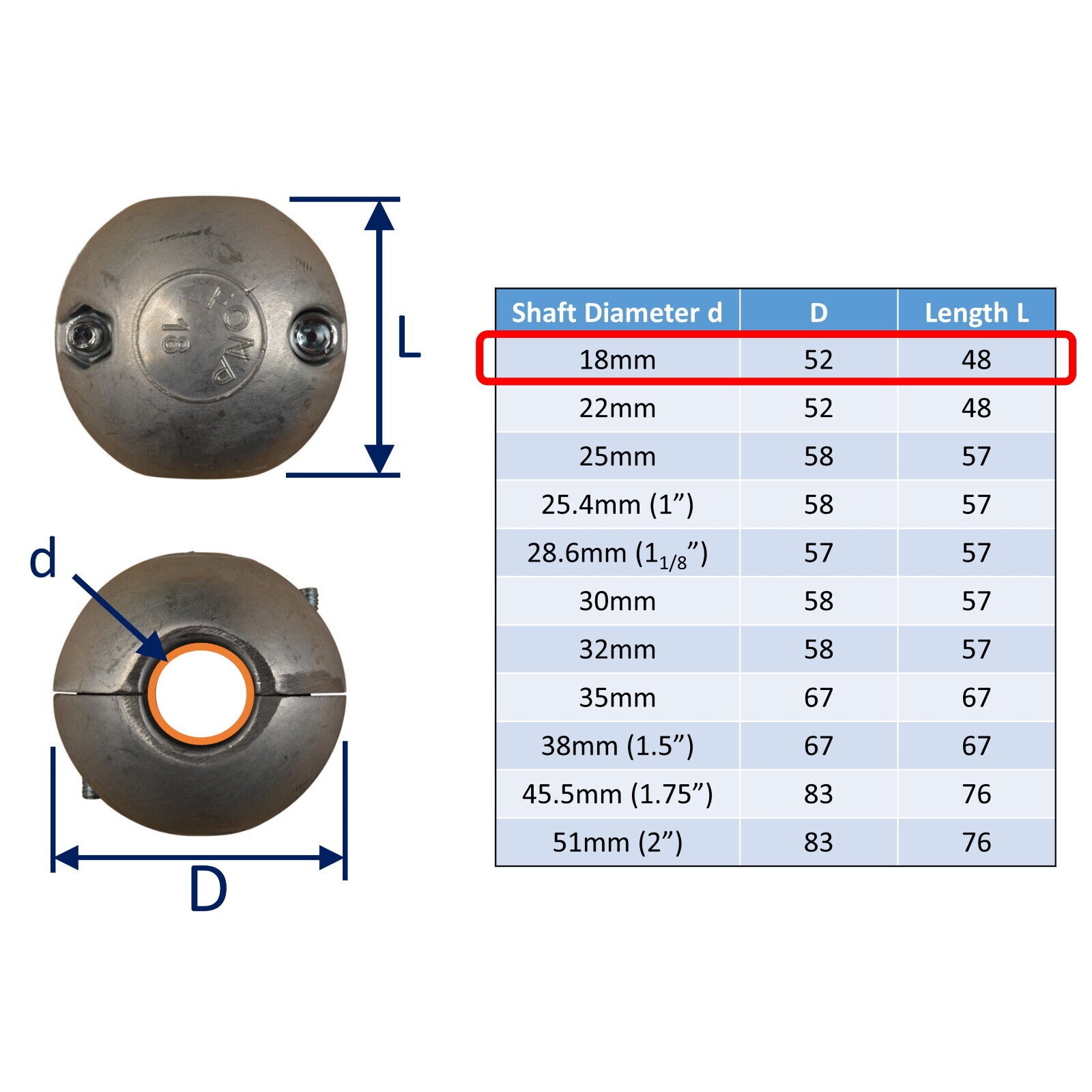 Zinc Shaft Anode For Boat Prop Shafts In Salt Water, To Protect From C ...