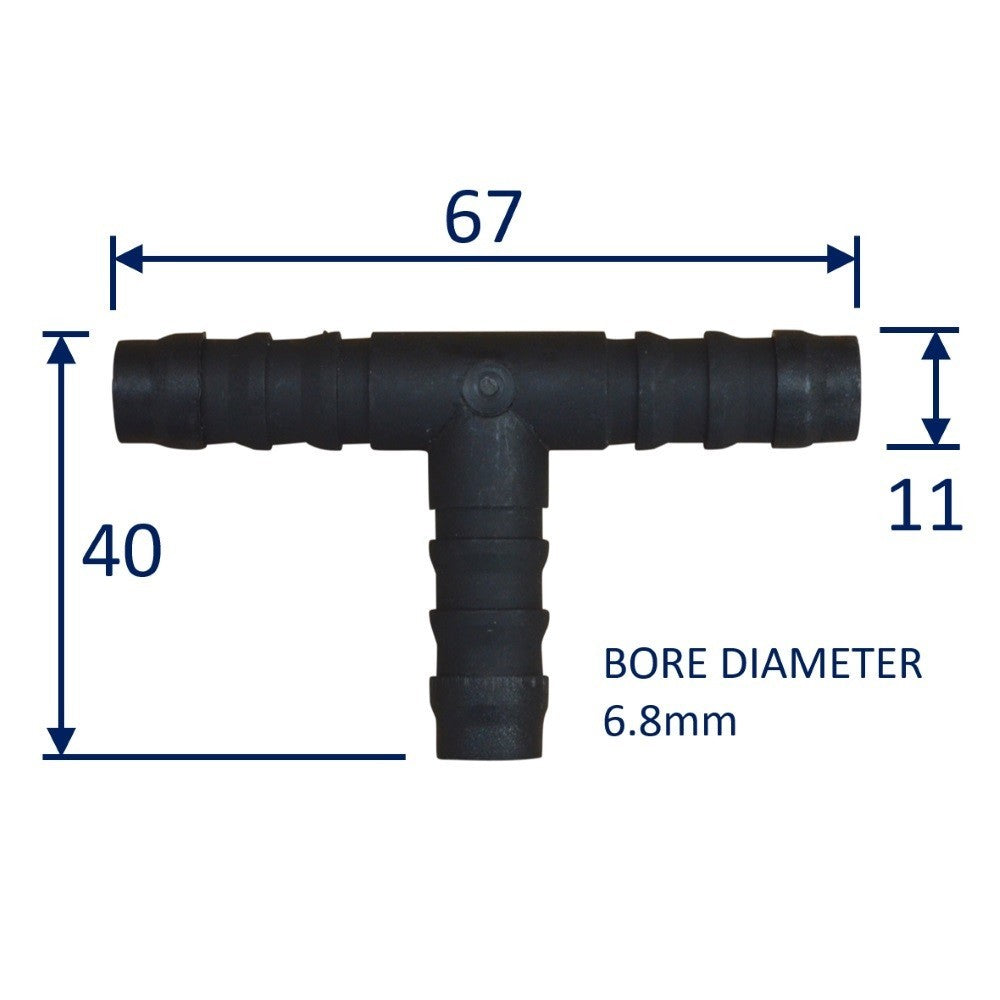 Plastic Tee Connector Hose Joining T-Junction Tee-Fitting - Boat Fittings