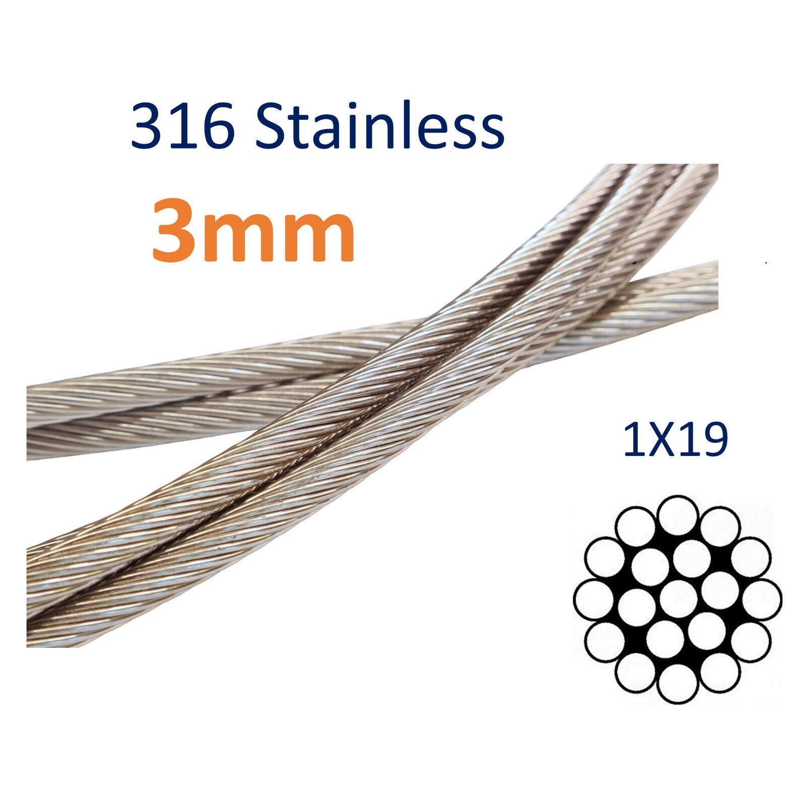Stainless Steel Wire Rope, 316-Grade 1x19 For Marine & Rigging, Shroud ...
