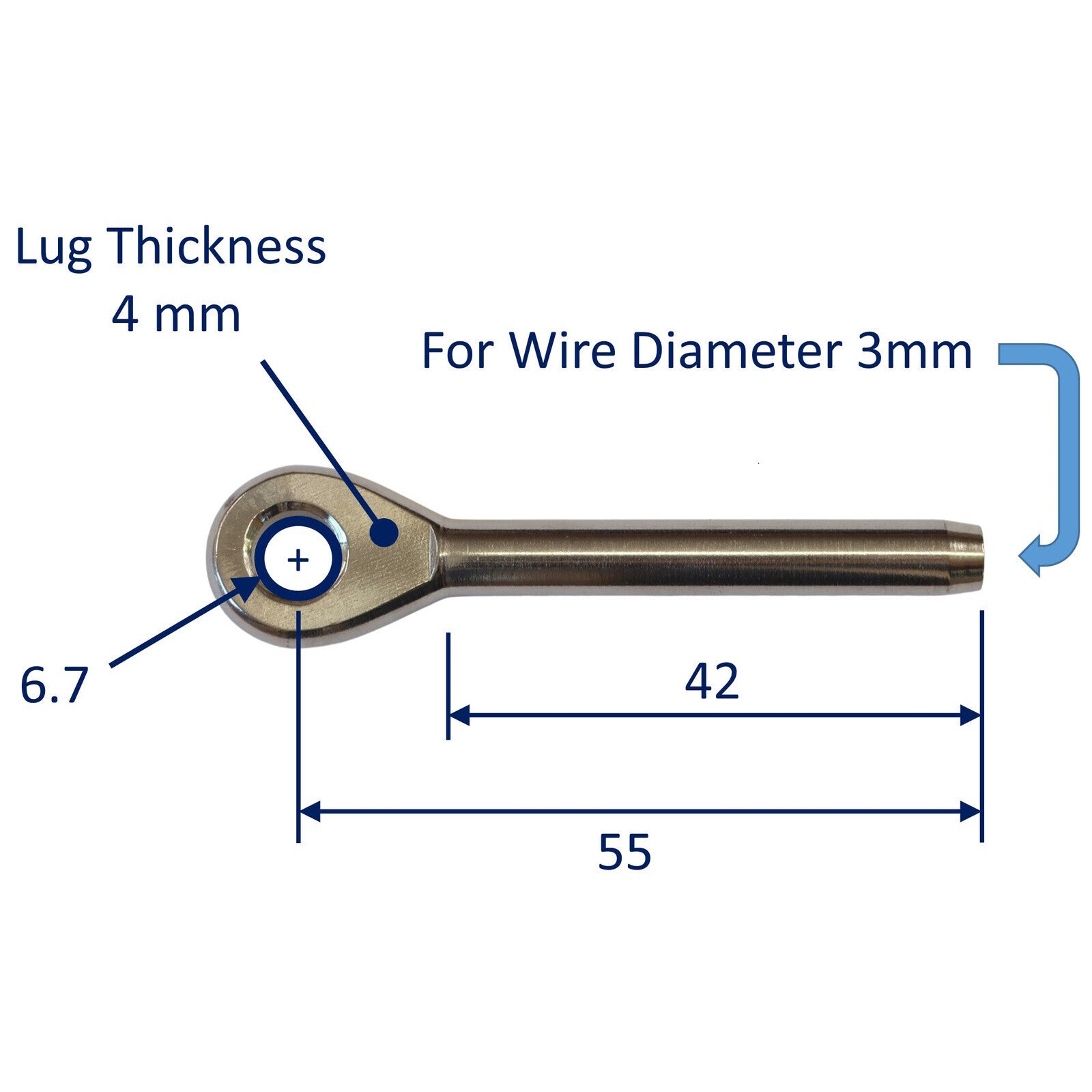 Swage Eye End Fitting For Wire Rope, 316 Stainless Steel Swage Fitting ...