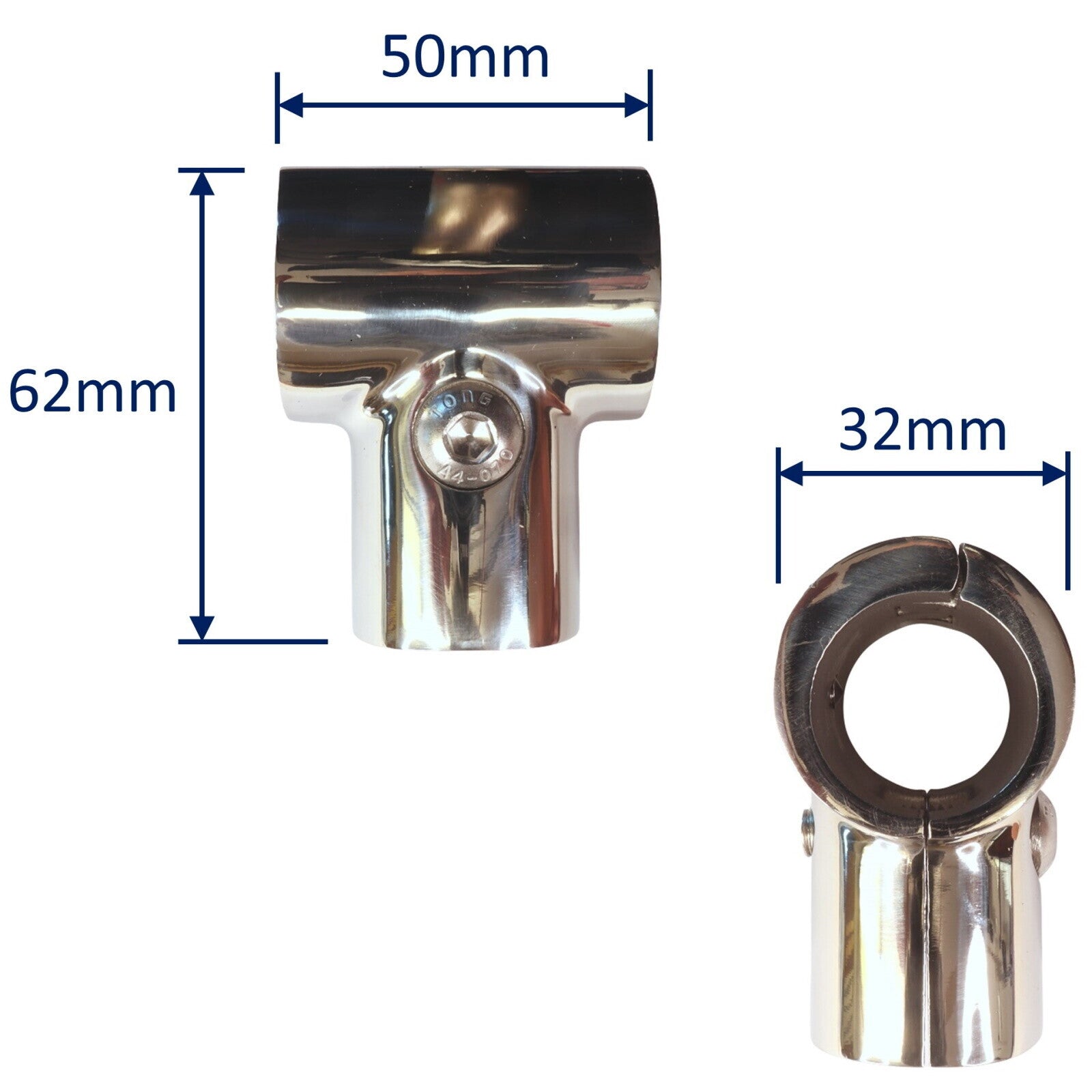 Stainless Steel T-Fitting - Hinged In 2 Parts - For Joining Tubes