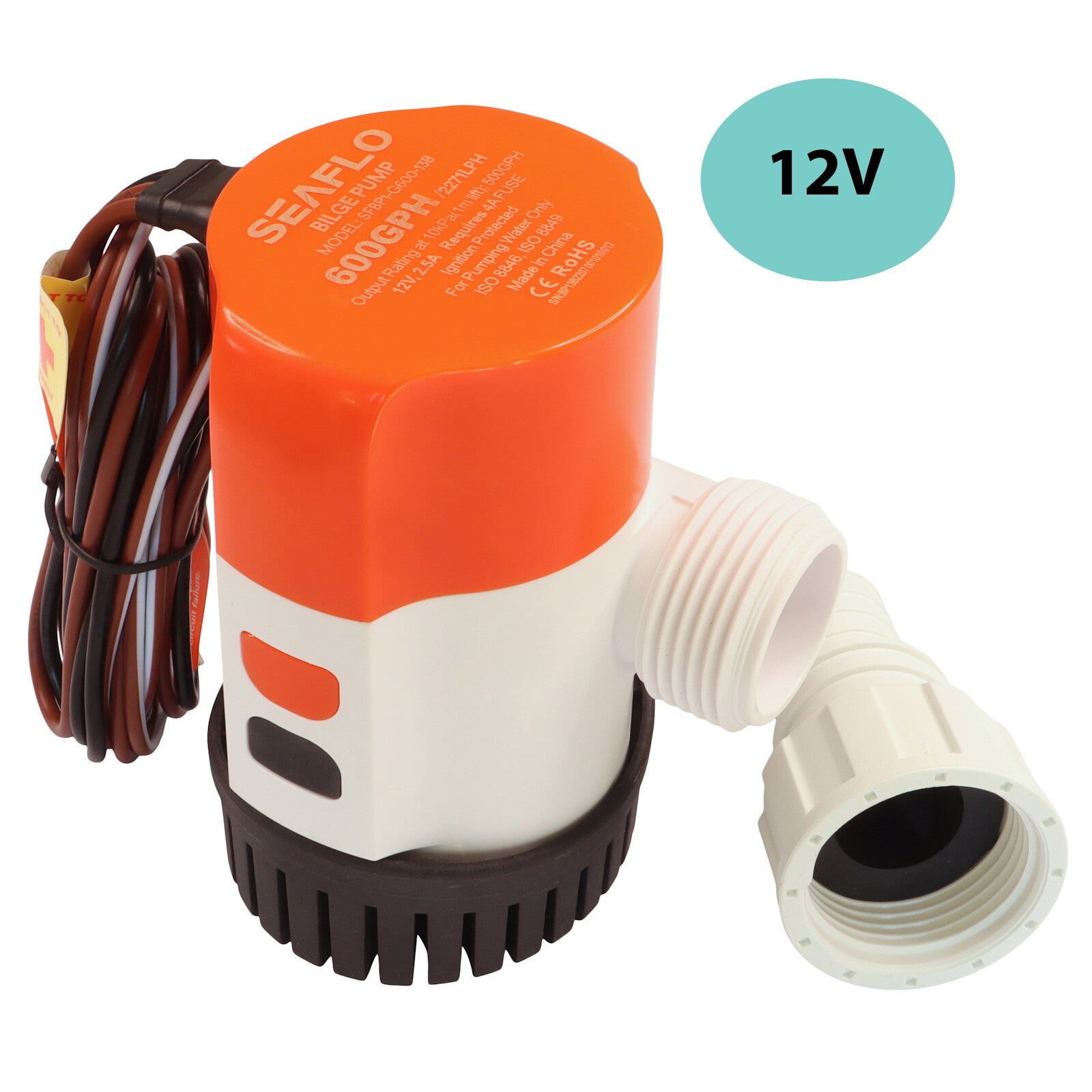 12V SEAFLO 600 GPH Electric Timer Sensing Automatic Bilge Pump - Boat ...