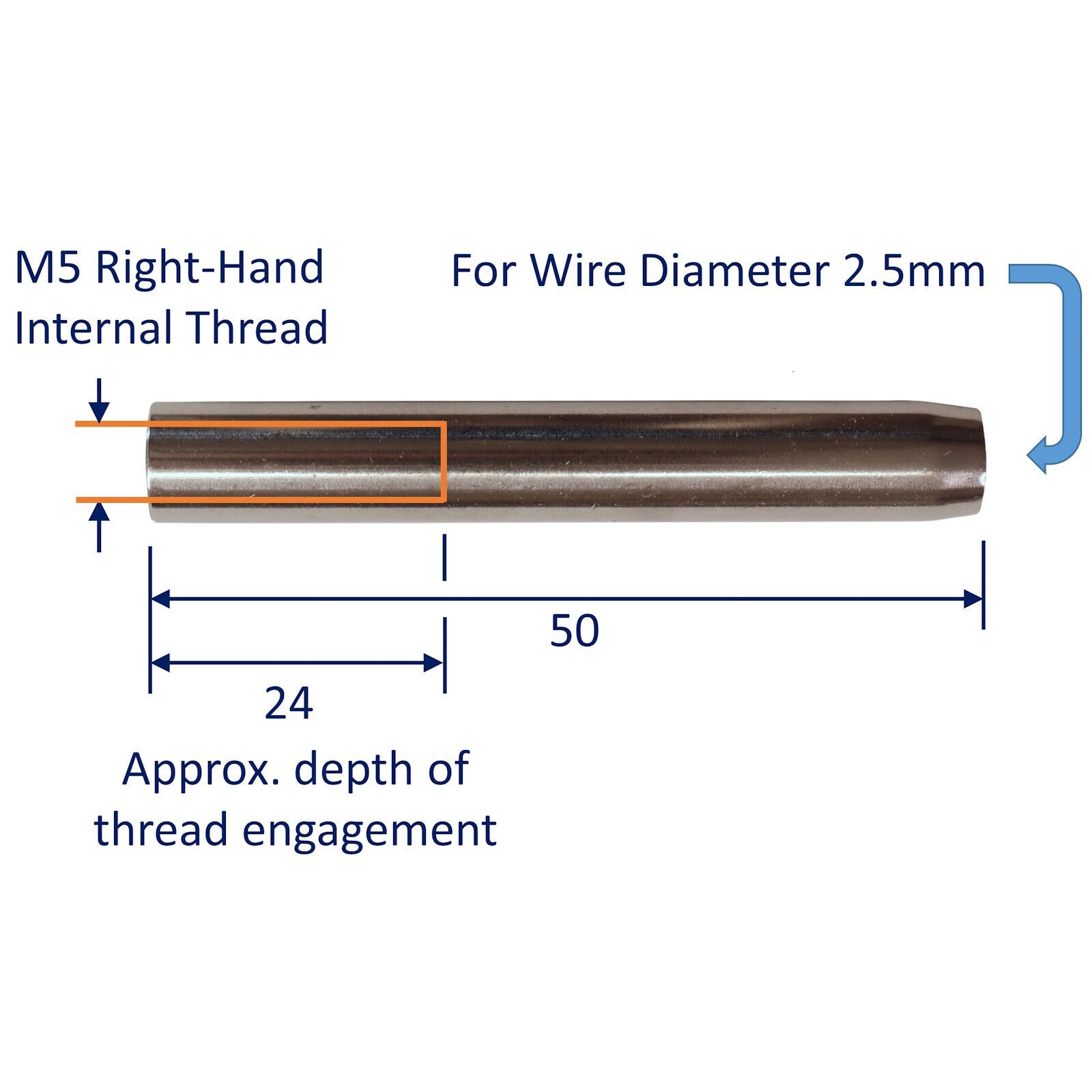 Swage End Fitting For Wire Rope, 316 Stainless Steel Swage Fitting, Wi ...