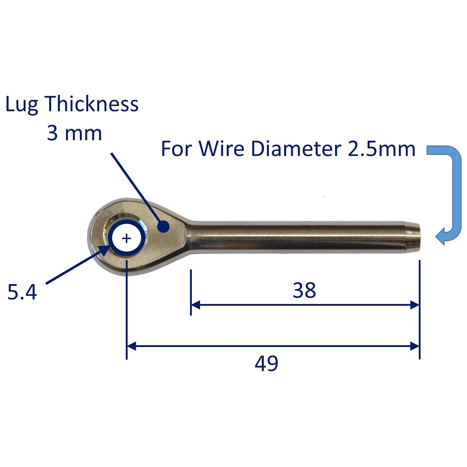 Swage Eye End Fitting For Wire Rope, 316 Stainless Steel Swage Fitting ...